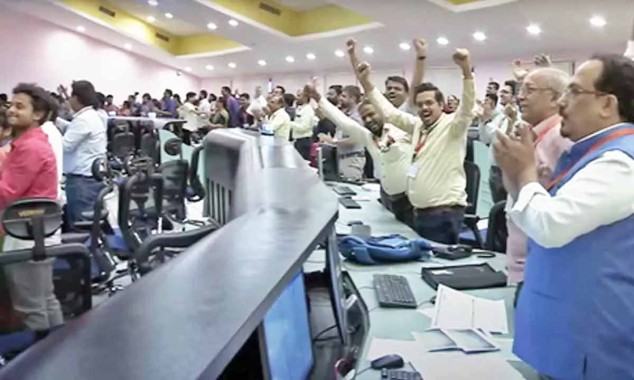 ISRO officials over the moon as lander touches lunar surface ...