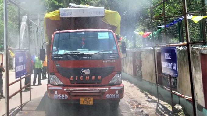 Vehicle disinfecting system installed at Rangpo check post - Sikkimexpress